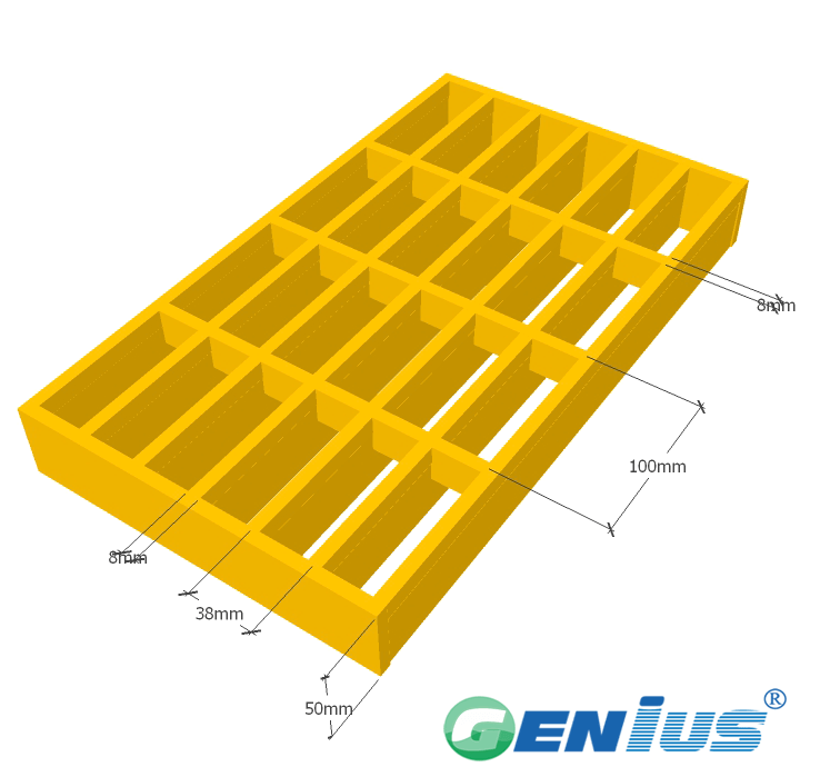 FRP Grating 38*100H50 Moltrude |Composite Cart